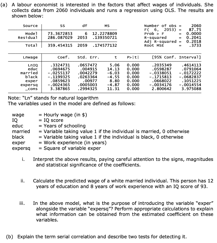 Solved Applied Econometrics, please provide detailed | Chegg.com