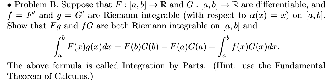 Solved • Problem B: Suppose that F : [a, b] → R and G : [a, | Chegg.com