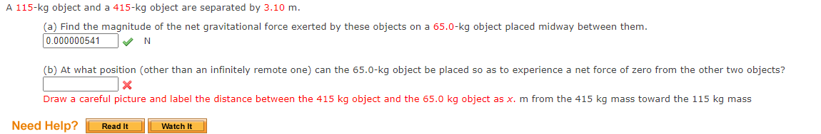 Solved A 115-kg ﻿object and a 415-kg ﻿object are separated | Chegg.com