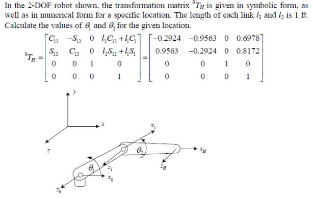 Solved In the 2-DOF robot shown, the transformation matrix | Chegg.com