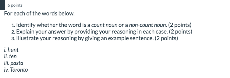 Solved For each of the words below, 1. Identify whether the | Chegg.com