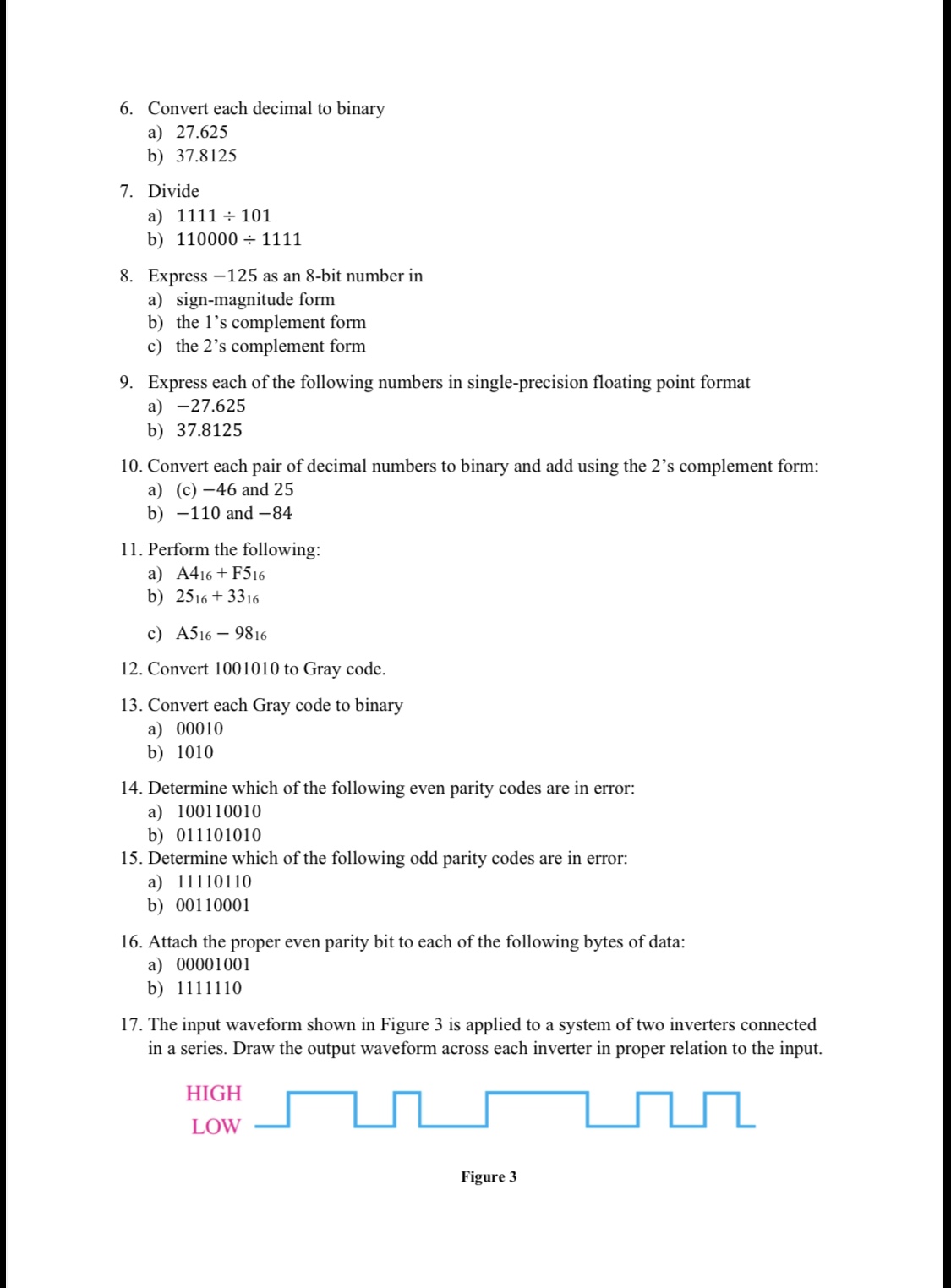 Solved 6. Convert each decimal to binary a) 27.625 b) | Chegg.com