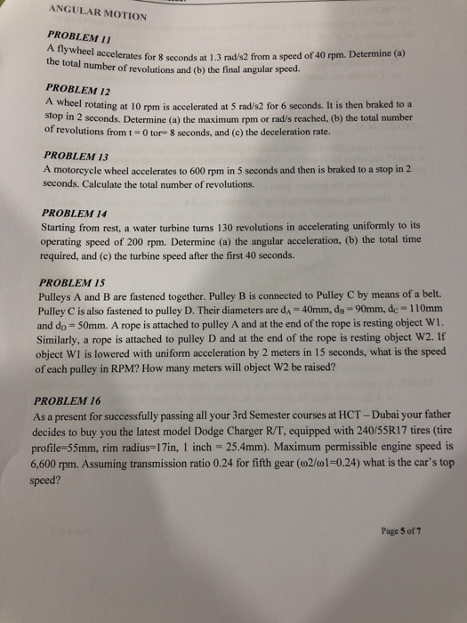 Solved ANGULAR MOTION PROBLEM 11 the total number of | Chegg.com