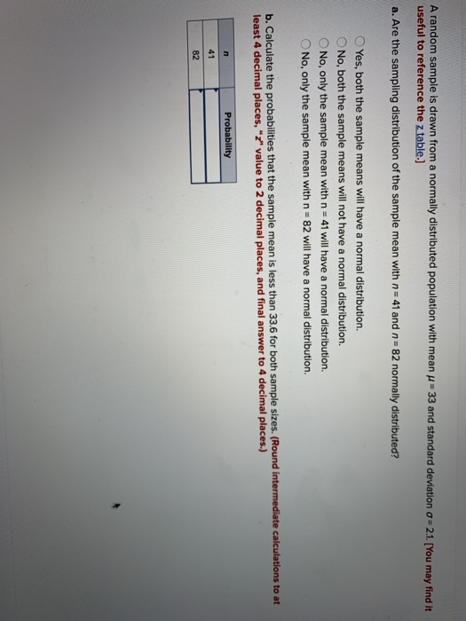 Solved A random sample is drawn from a normally distributed | Chegg.com