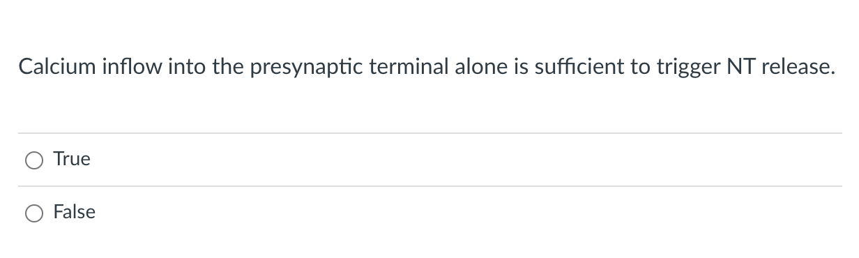 Solved Calcium inflow into the presynaptic terminal alone is | Chegg.com