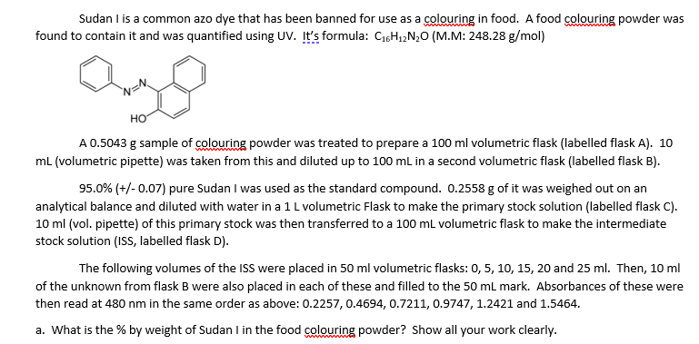 Solved Sudan I is a common azo dye that has been banned for | Chegg.com