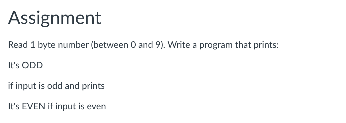 Solved Assignment Read 1 byte number (between 0 and 9). | Chegg.com
