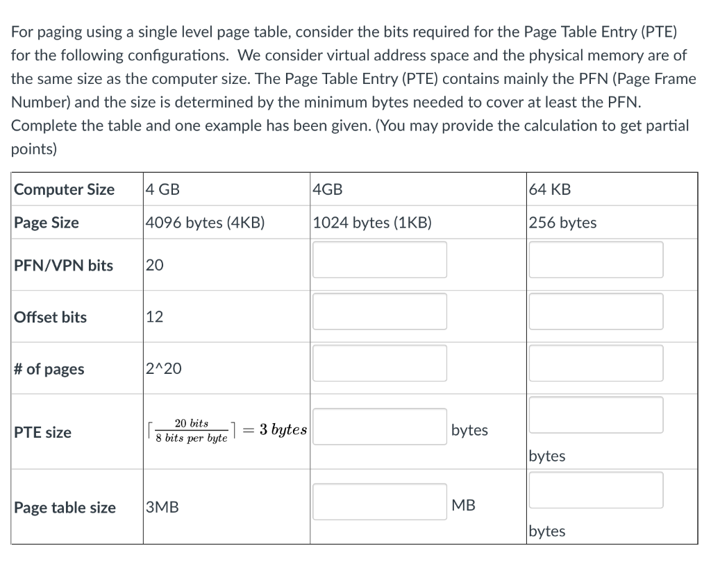 Solved For Paging Using A Single Level Page Table Consider Chegg