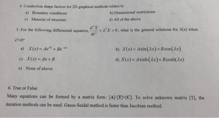 Solved 4. Conduction shape factors for 2D graphical methods | Chegg.com