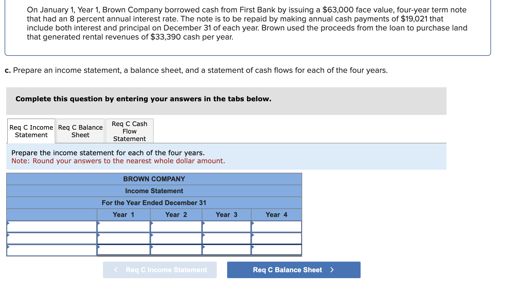 Solved On January 1, Year 1, Brown Company borrowed cash | Chegg.com