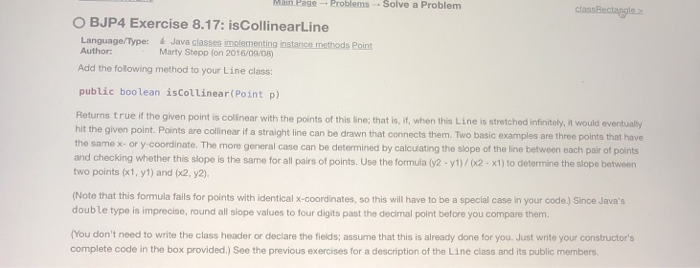 Solved Main Page Problems Solve a Problem O BJP4 Exercise | Chegg.com