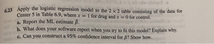Solved Apply the logistic regression model to the 2 x 2 | Chegg.com