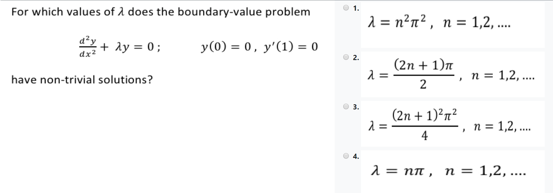 Solved O 1. For which values of 1 does the boundary-value | Chegg.com
