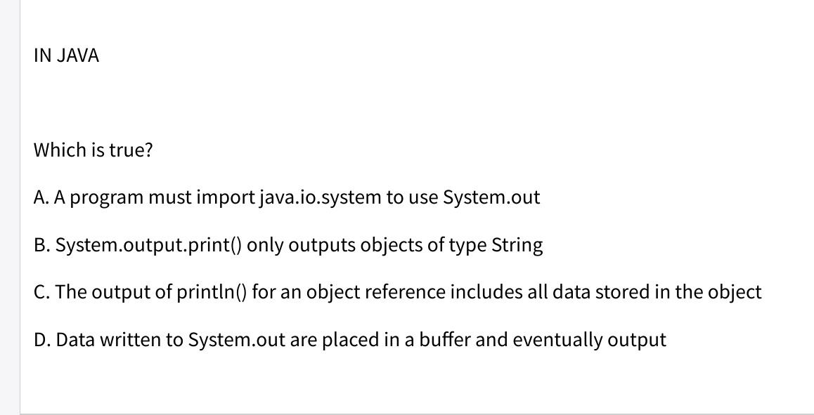 Solved IN JAVA Which is true? A. A program must import | Chegg.com