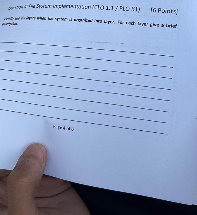 Solved Question 4: File System Implementation (CLO 1.1 / PLO | Chegg.com