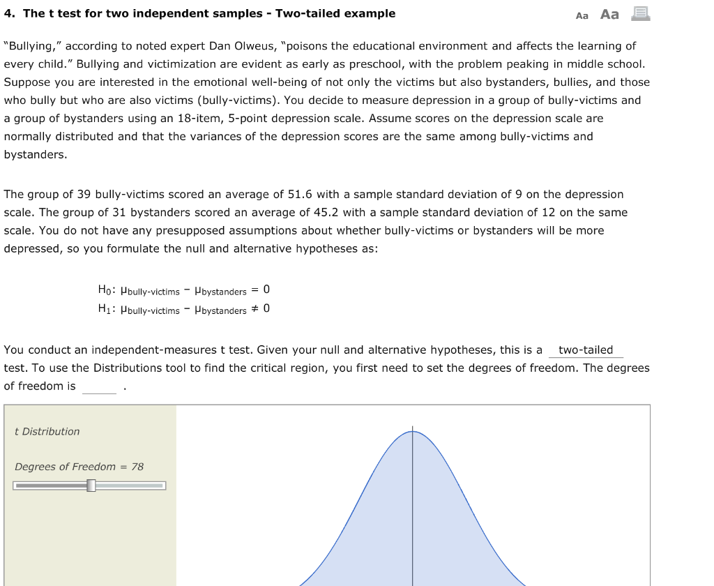 Solved 4. The t test for two independent samples - | Chegg.com