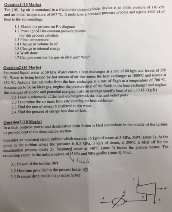 Solved Question1 (10 Marks) Ten (10) kg air is contained in | Chegg.com
