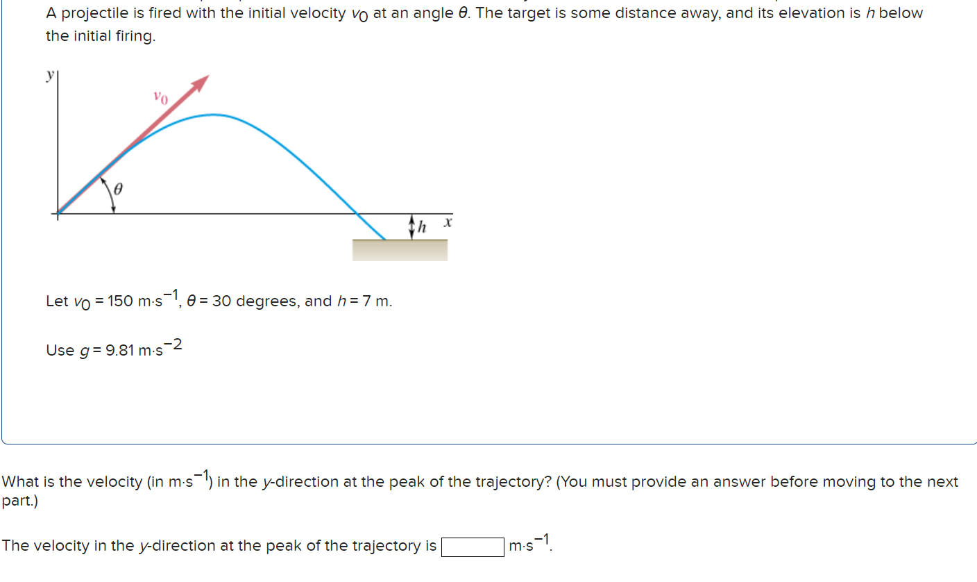 Solved A projectile is fired with the initial velocity v0 at | Chegg.com
