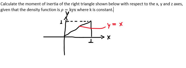 Solved Calculate the moment of inertia of the right triangle | Chegg.com
