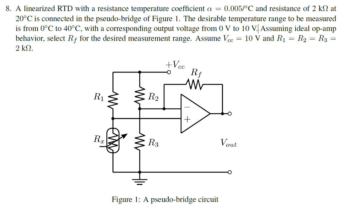 Solved 8. A linearized RTD with a resistance temperature | Chegg.com