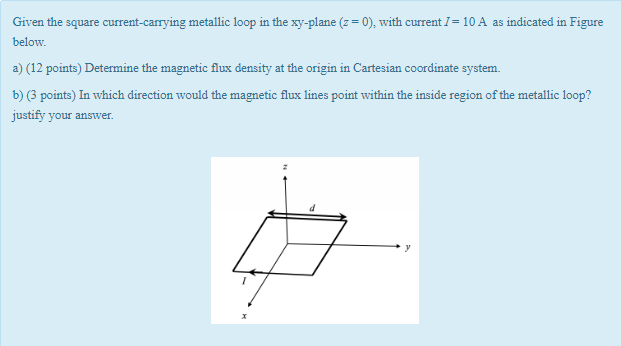 Solved Given the square current-carrying metallic loop in | Chegg.com