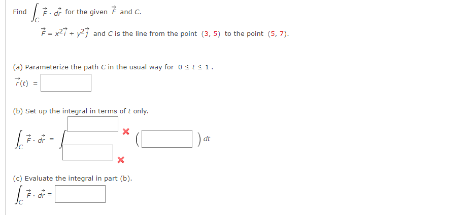 Solved Find ∫CF⋅dr for the given F and C. F=x2i+y2j and C is | Chegg.com