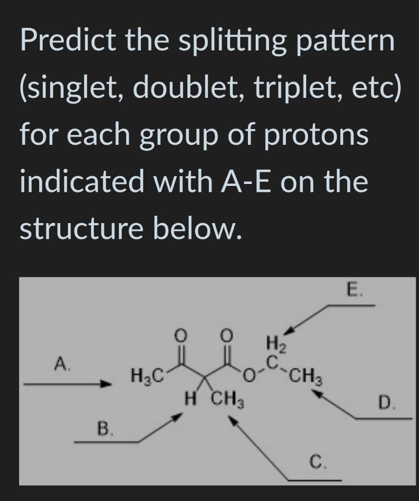 Solved Predict the splitting pattern (singlet, doublet, | Chegg.com