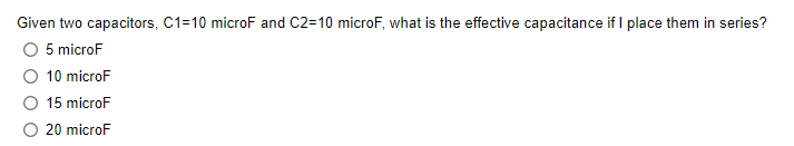 Solved Given two capacitors, C1=10 microF and C2=10 microF, | Chegg.com