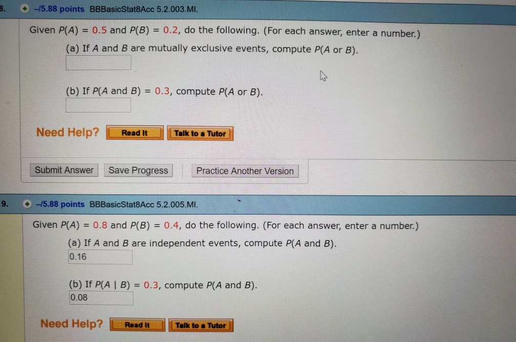 Solved 8. 15.88 points BBBasicStat8Acc 5.2.003.MI. Given | Chegg.com