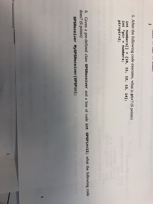 Solved 5. After the following code executes, what is ptr? (6 | Chegg.com