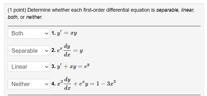 Solved 1 Point Determine Whether Each First Order