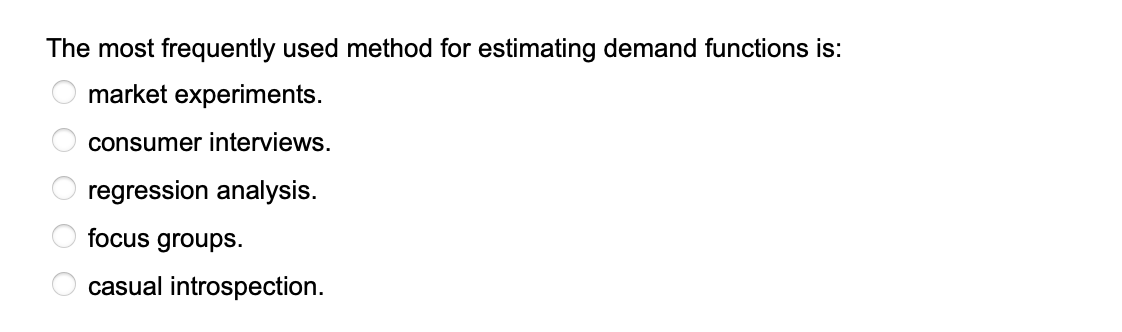 Solved The most frequently used method for estimating demand | Chegg.com