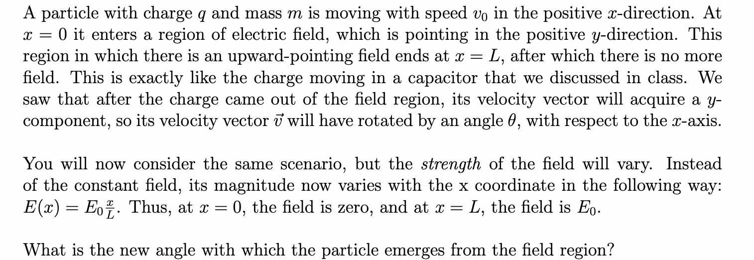 Solved A particle with charge q and mass m is moving with | Chegg.com