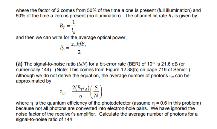 Problem 4 Optical Power and Number of Photons (20 | Chegg.com