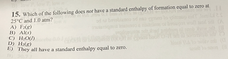 Solved 15. Which of the following does not have a standard | Chegg.com