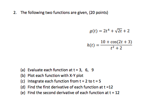 Solved 2. The following two functions are given, (20 points) | Chegg.com