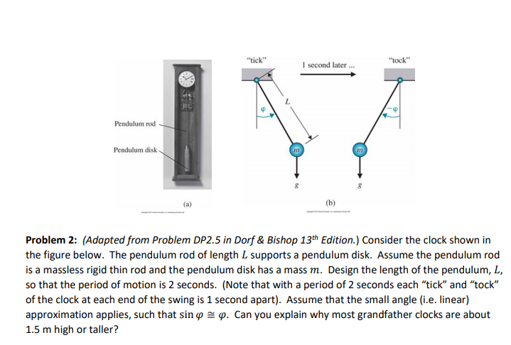 Solved "tick" "tock" 1 second later... Pendulum rod Pendulum | Chegg.com