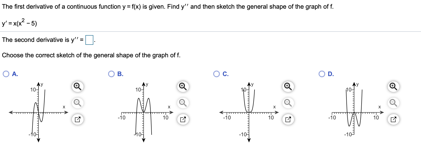 Solved The first derivative of a continuous function y=f(x) | Chegg.com