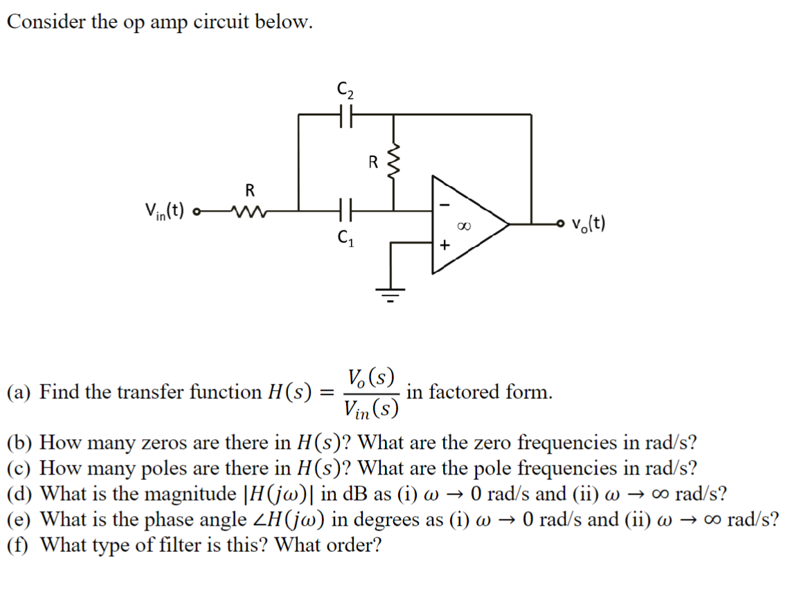 Solved Consider the op amp circuit below. (a) Find the | Chegg.com