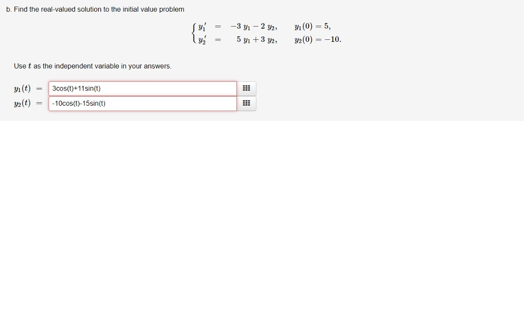 Solved b. Find the real-valued solution to the initial value | Chegg.com