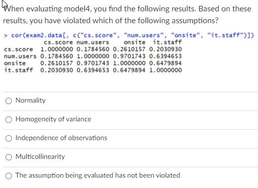 Solved When evaluating model4, you find the following | Chegg.com