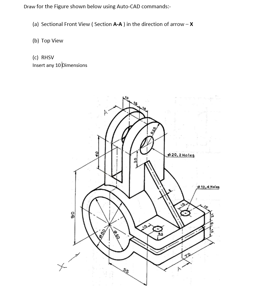 Solved Draw for the Figure shown below using Auto-CAD | Chegg.com