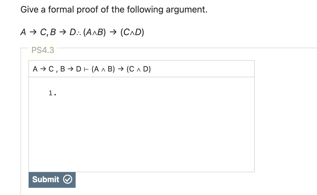 Give a formal proof of the following argument. | Chegg.com