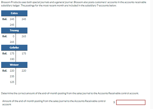 Solved Blossom Products uses both special journals and a | Chegg.com