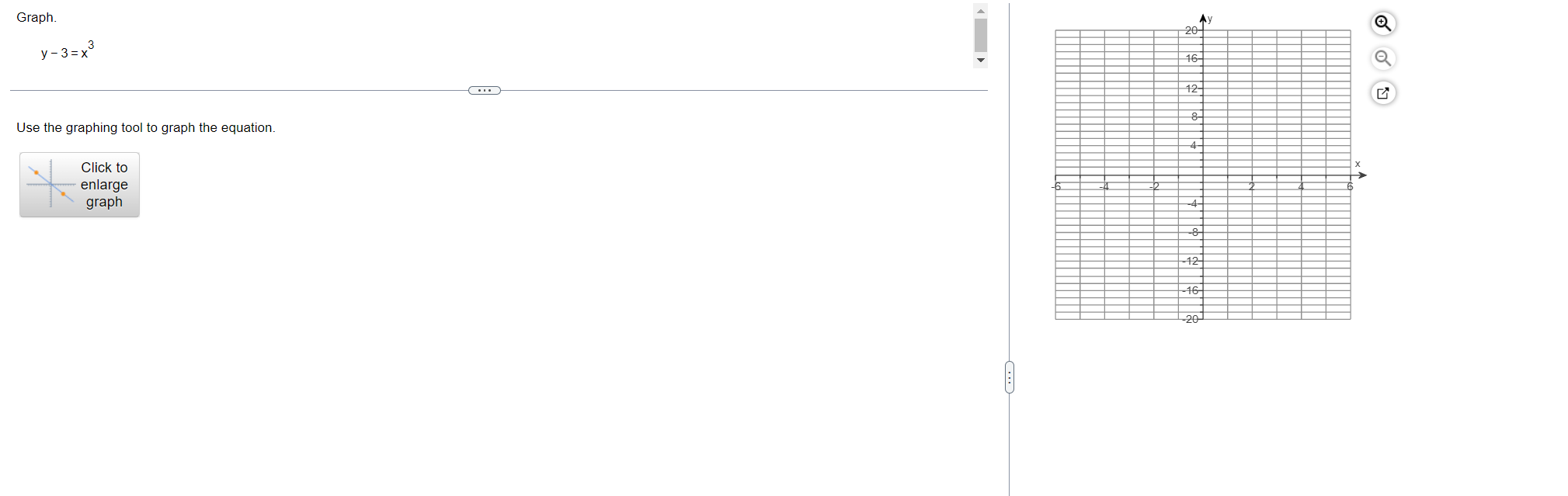 Solved Graph. Ay 20- Q y-3=x 16- .. 12 Use the graphing tool | Chegg.com
