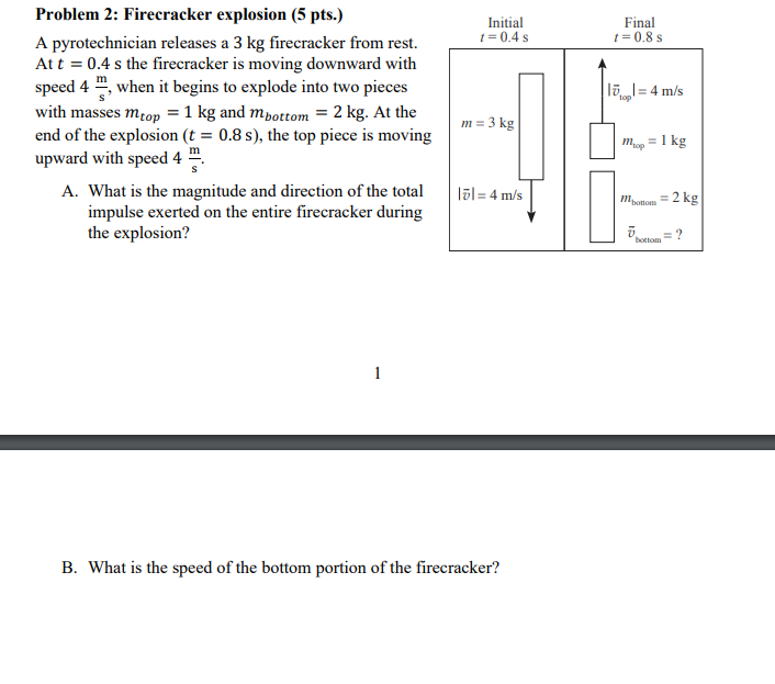 Solved Problem 2: Firecracker explosion (5 ﻿pts.)A | Chegg.com