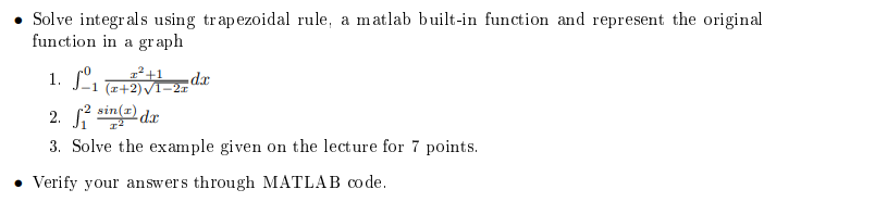 Solved Solve integrals using trapezoidal rule, a matlab | Chegg.com