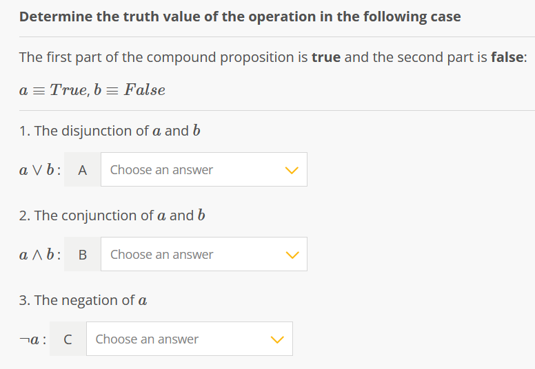 Solved Determine the truth value of the operation in the | Chegg.com