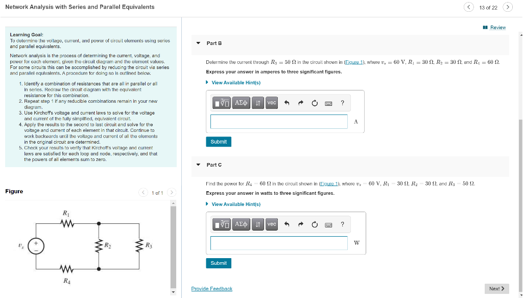 Solved Network Analysis with Series and Parallel Equivalents | Chegg.com