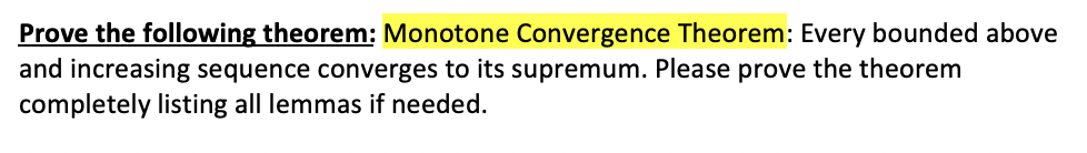 Solved Prove the following theorem: Monotone Convergence | Chegg.com